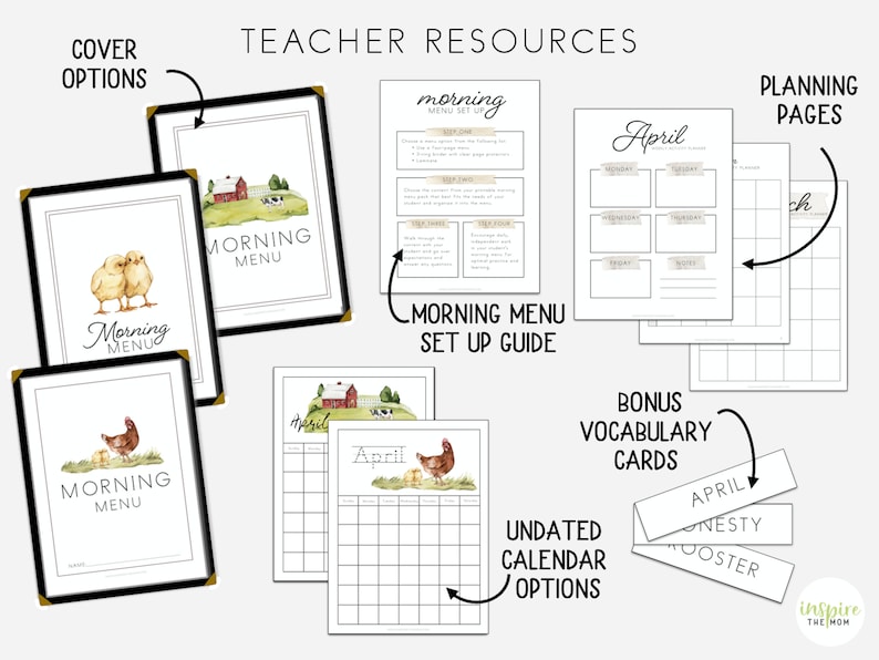 Morning Menu Pages for April, Homeschool Printable, Morning Time ...