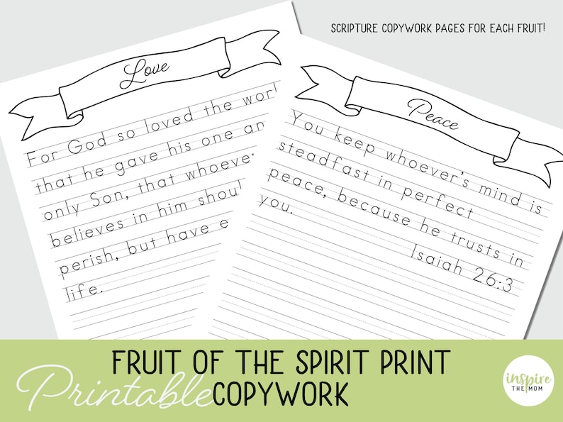 Fruit of the Spirit Print Copywork, Homeschool Printable, Print ...