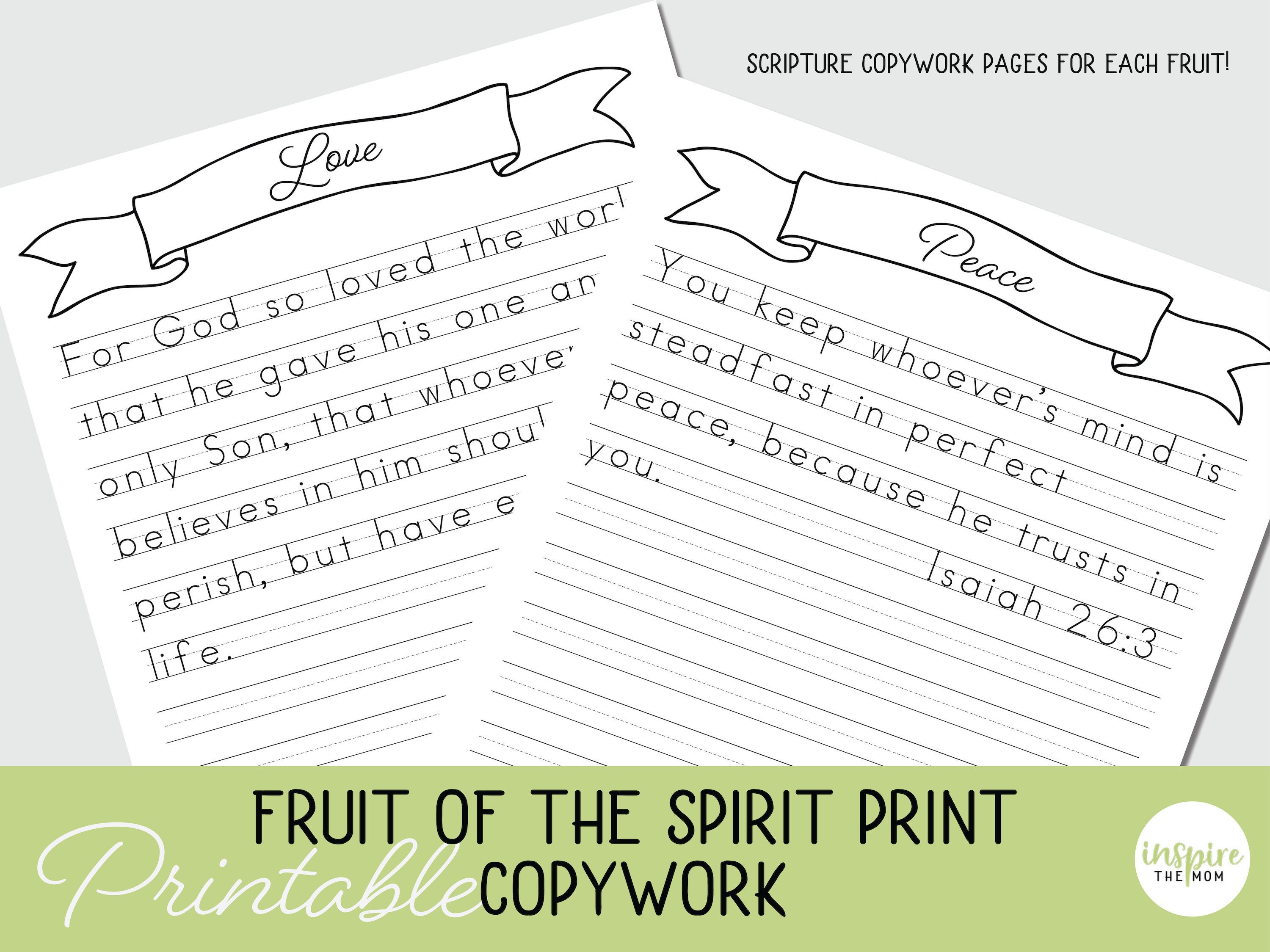 Fruit of the Spirit Print Copywork, Homeschool Printable, Print ...