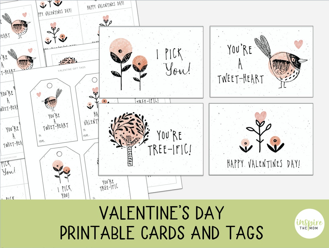 Cute Valentine's Day Cards and Tags, Instant Download, Valentines for ...