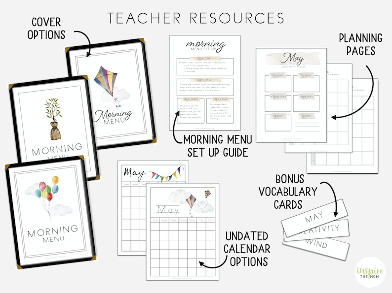 Morning Menu Pages for May, Homeschool Printable, Morning Time, Morning ...
