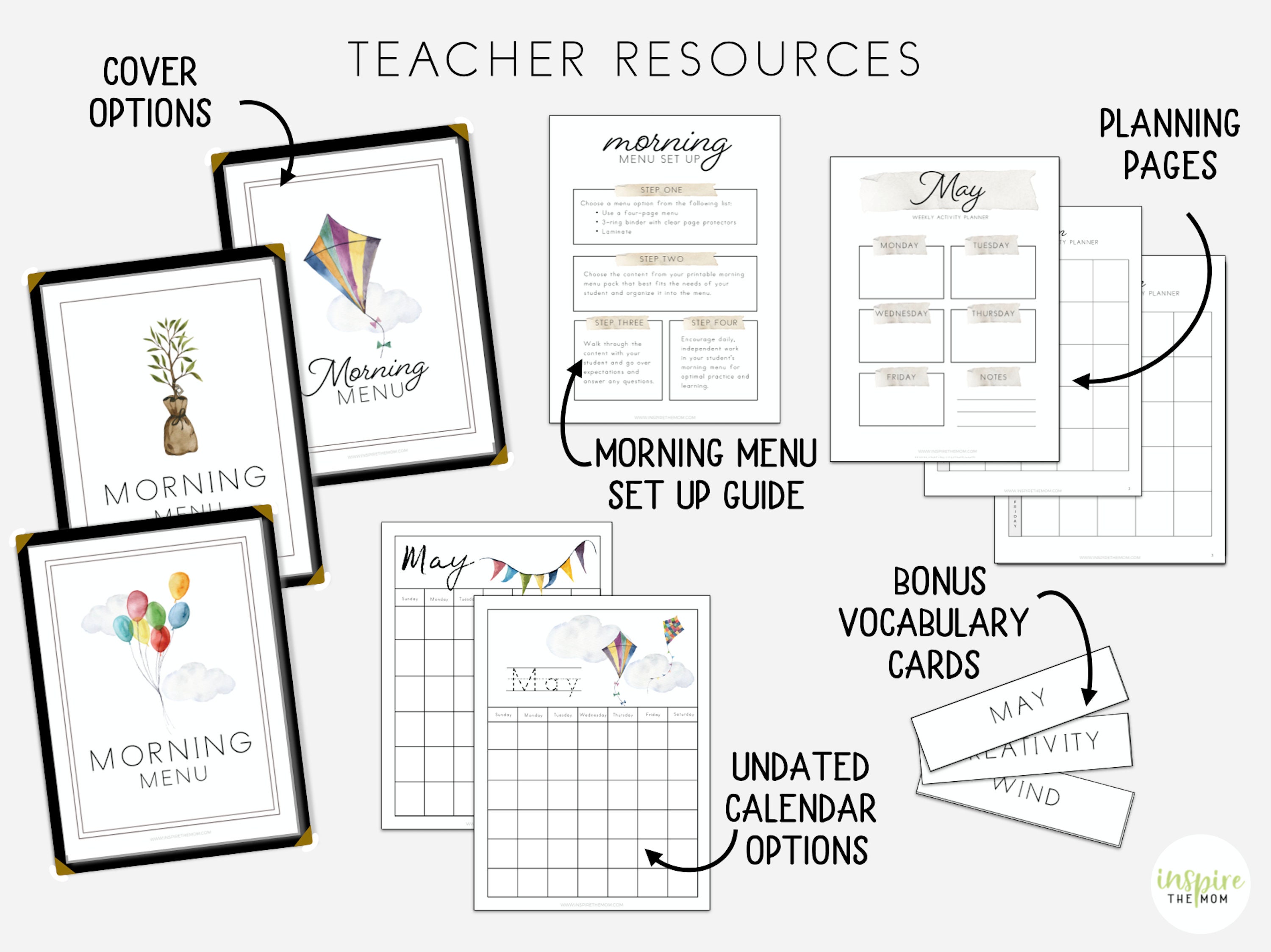 Morning Menu Pages for May, Homeschool Printable, Morning Time, Morning ...