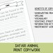 Safari Animals Print Copywork, Safari Animal Facts, Print Handwriting ...