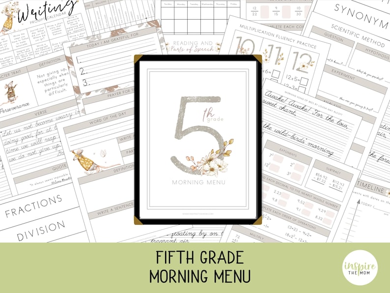 Fifth Grade Morning Menu Pages | No Prep Morning Work | Morning Time ...