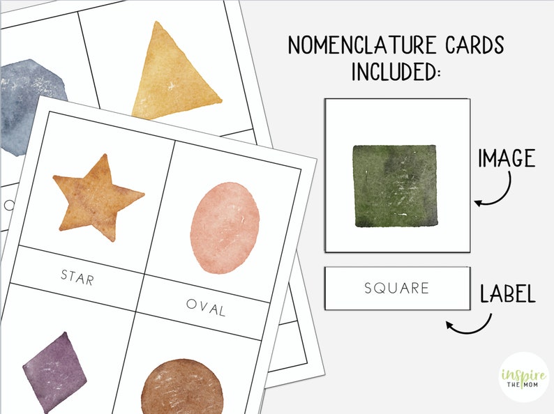 2-D Shape Flashcards, Preschool Shapes, Shapes Flashcards, Montessori ...