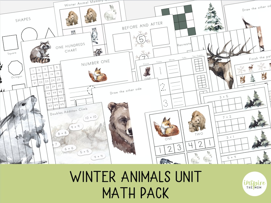 Winter Animals Unit: Math Pack, Winter Math, Homeschool Printable, Prek ...