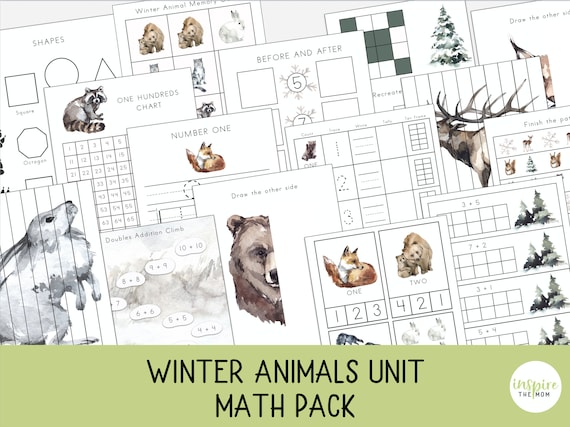 Winter Animals Unit: Math Pack Winter Math Homeschool | Etsy