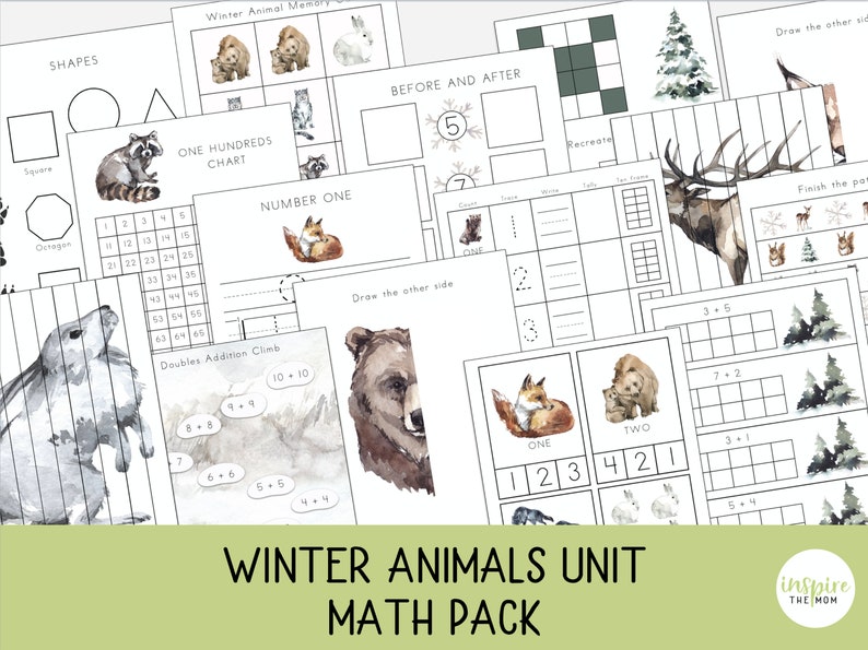 Winter Animals Unit: Math Pack Winter Math Homeschool | Etsy