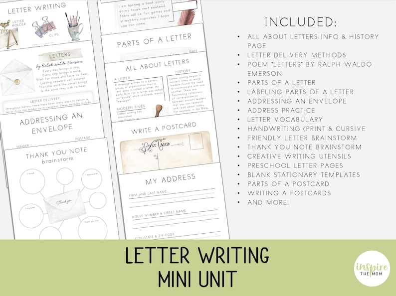 Letter Writing Mini Unit | Language Arts & Creative Writing Activities ...
