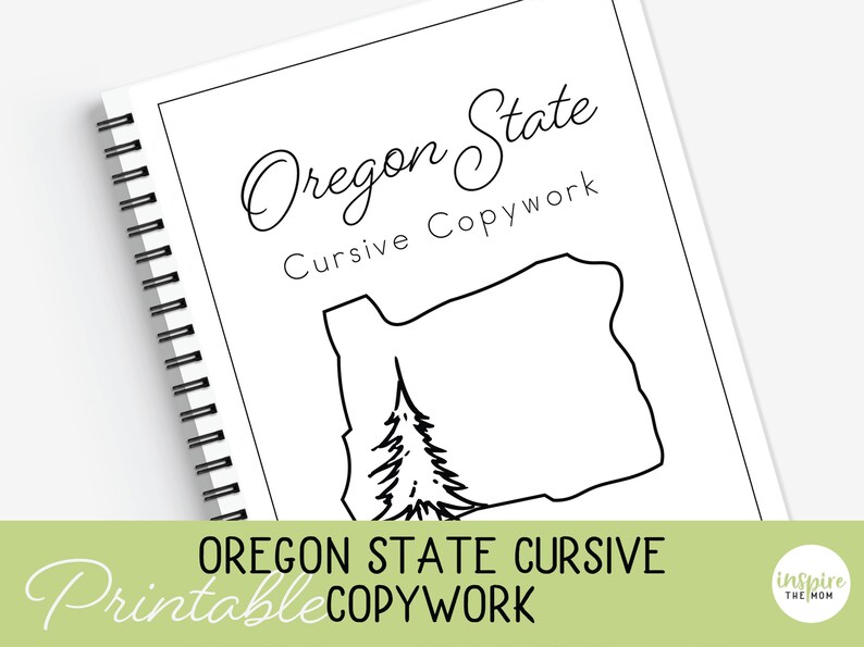 Oregon State Study CURSIVE Copy Work, Homeschool Printable, Oregon ...