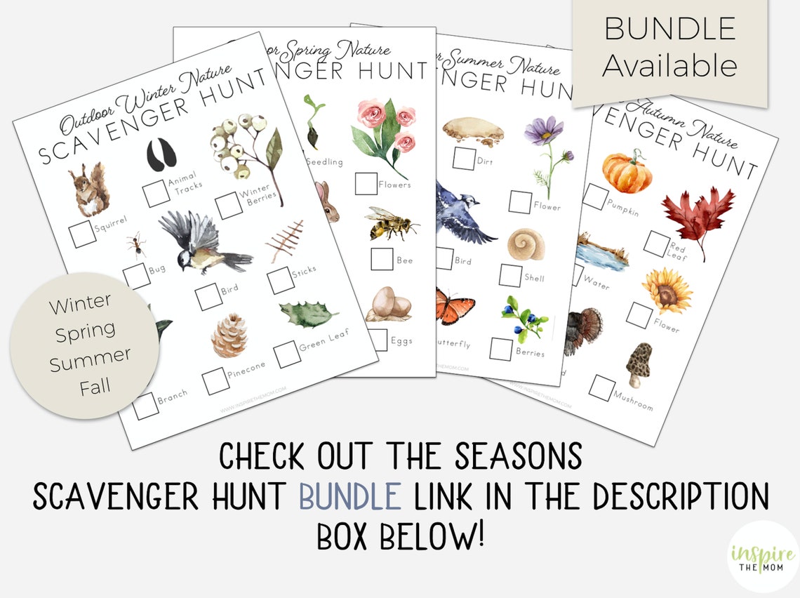 Winter Nature Scavenger Hunt, for Prek-2nd Grade, Nature Study, Outdoor ...