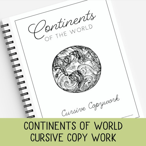 Continents of the World Cursive Copywork Continent Facts - Etsy