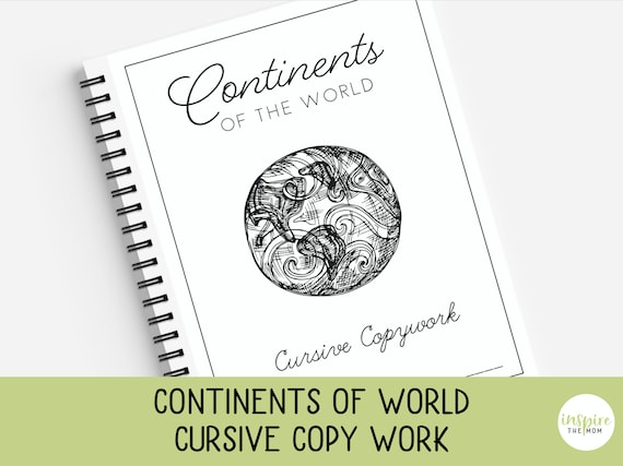 Continents of the World Cursive Copywork Continent Facts - Etsy