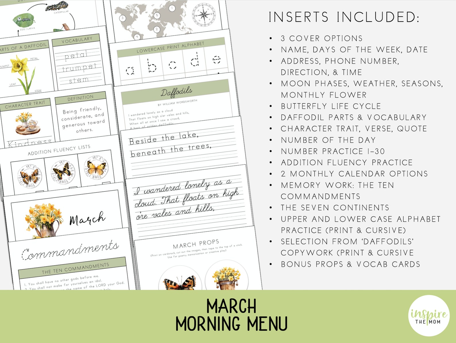 Spring Morning Menu Bundle, March, April, May, Homeschool Printable ...