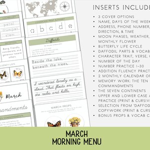 Spring Morning Menu Bundle, March, April, May, Homeschool Printable ...