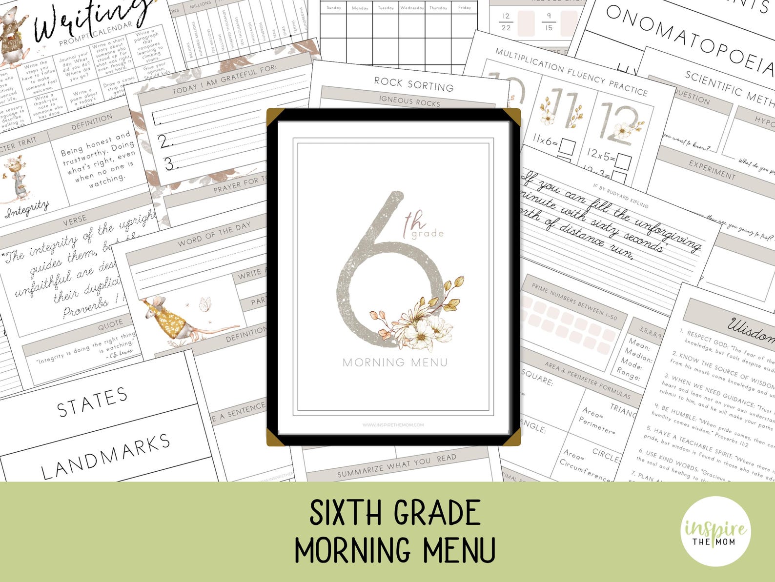 Sixth Grade Morning Menu Pages | No Prep Morning Work | Morning Time ...