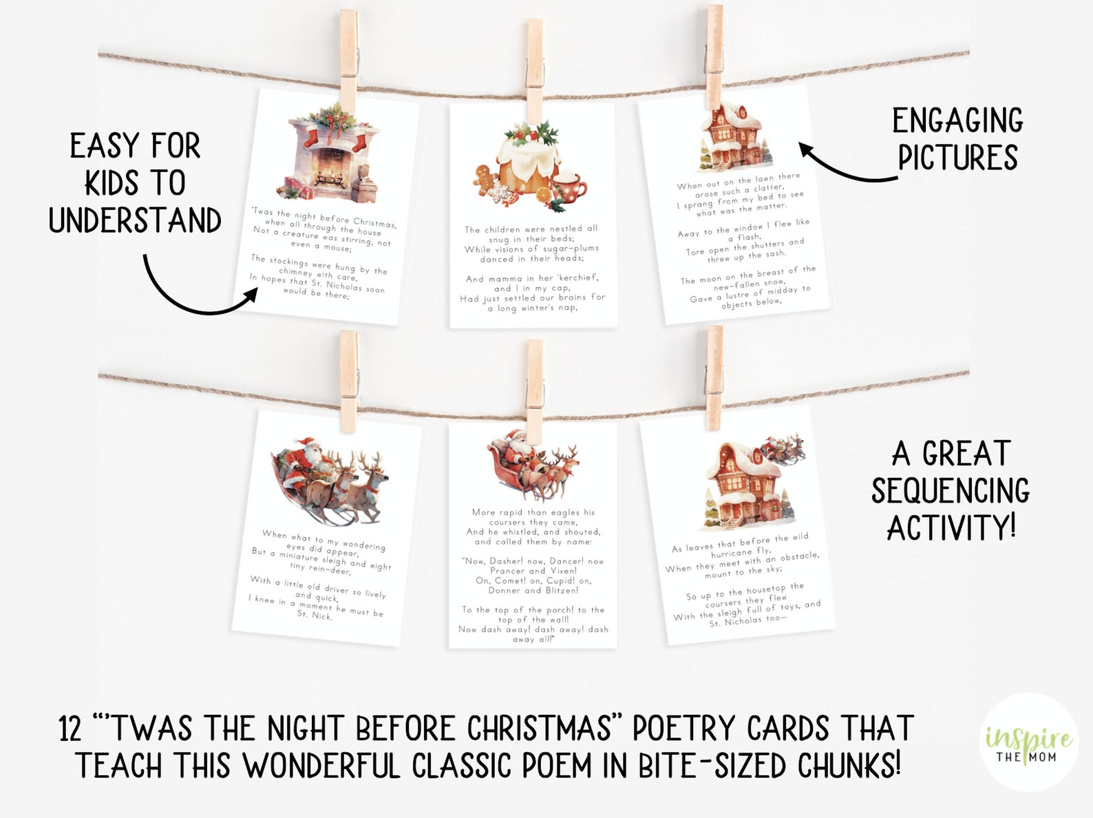 Twas the Night Before Christmas, Poetry Cards, 12 Printable Cards ...