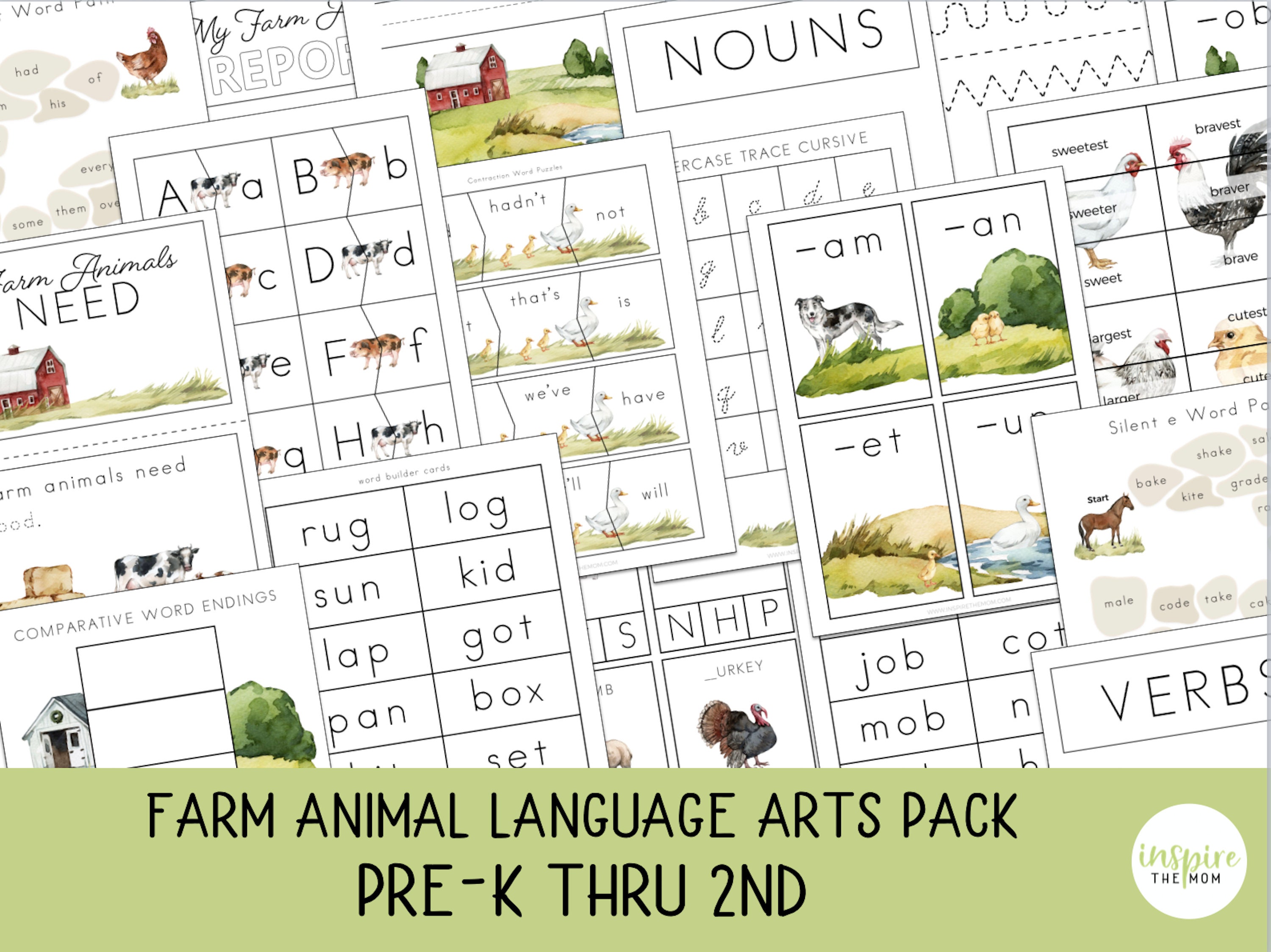 Farm Animal Unit BUNDLE Nature Study Math Language Arts - Etsy
