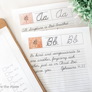 Cursive Alphabet Bible Verse Copywork, Cursive Copywork, Cursive ...