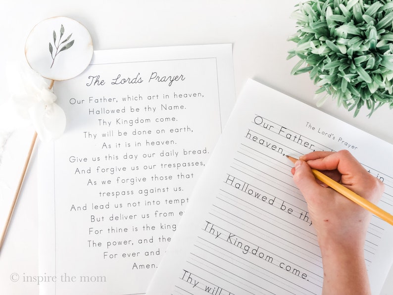 The Lord's Prayer Print Copywork, Homeschool Printable, Print ...