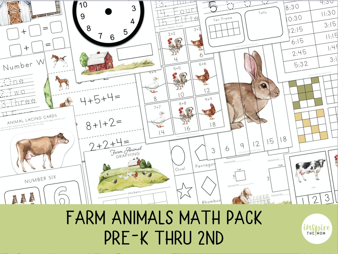 Farm Animal Unit BUNDLE Nature Study Math Language Arts - Etsy