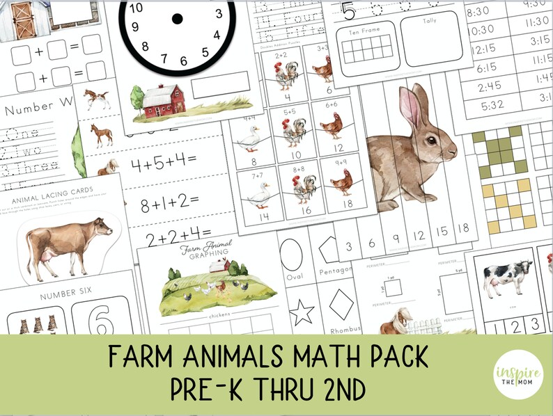 Farm Animal Unit BUNDLE, Nature Study, Math, Language Arts, Handwriting ...