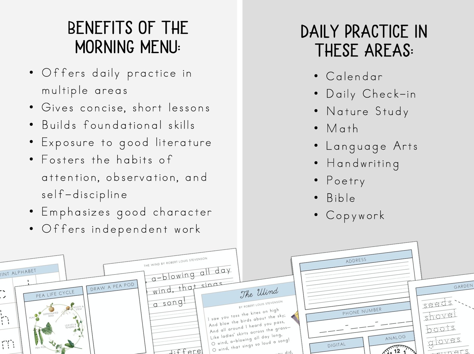 Morning Menu Pages for May, Homeschool Printable, Morning Time, Morning ...