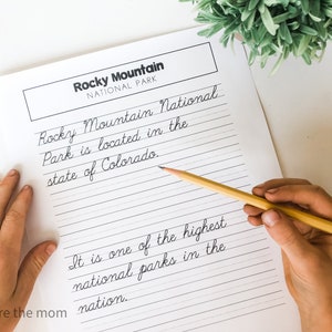 U.S. National Parks, Cursive Copywork, National Park Facts, Cursive ...