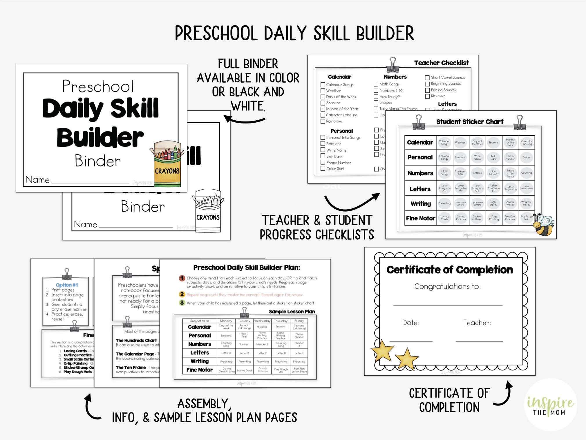 Printable Preschool Binder | Prek Activities | Morning Work ...