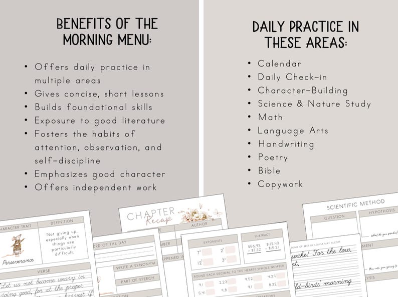 Fifth Grade Morning Menu Pages | No Prep Morning Work | Morning Time ...