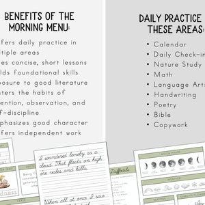 Morning Menu Pages for March, Homeschool Printable, Morning Time ...