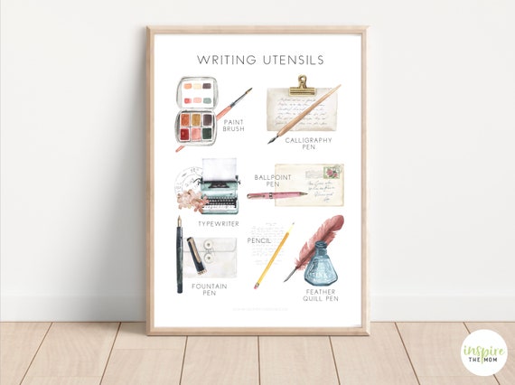Writing Utensils Poster Digital Download Educational Office | Etsy