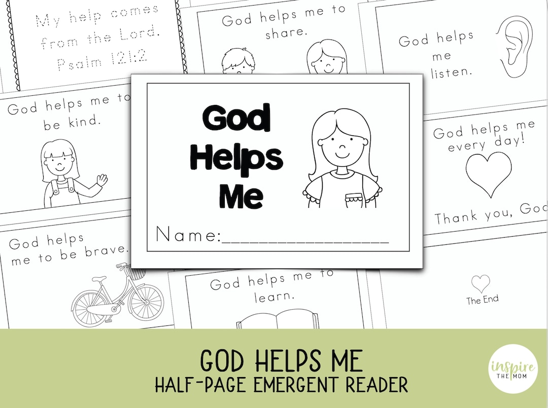 God Helps Me | Christian Emergent Reader Printable | Half Page Mini ...