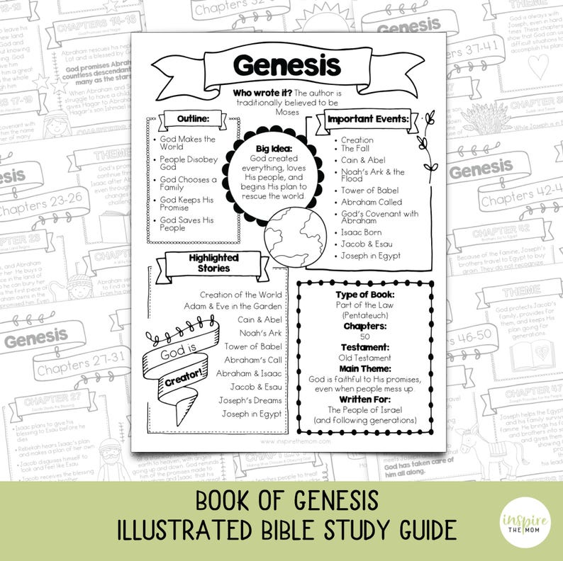 Book of Genesis Illustrated Bible Study Guide for Kids | Chapter ...