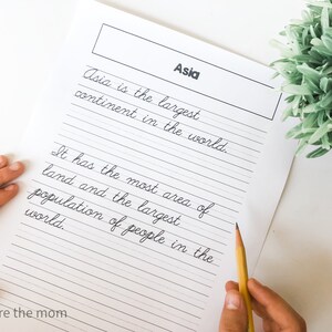 Continents of the World, Cursive Copywork, Continent Facts, Cursive ...