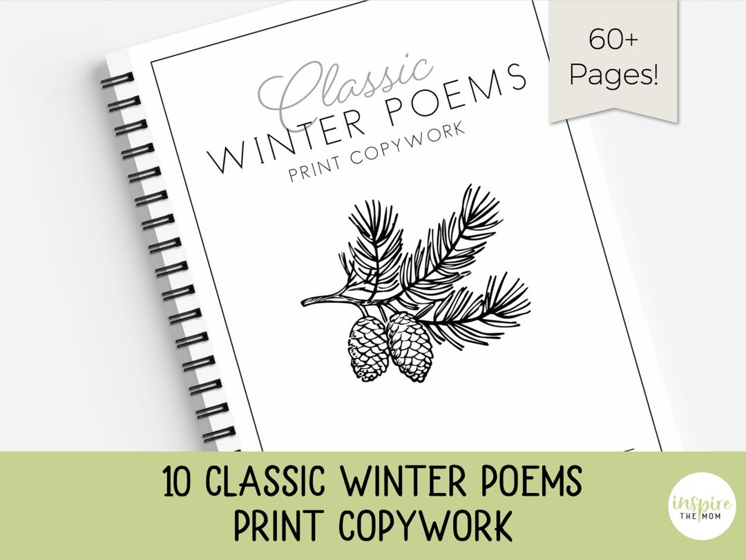 Winter Poems Print Copywork, PRINT Handwriting Practice, Charlotte ...