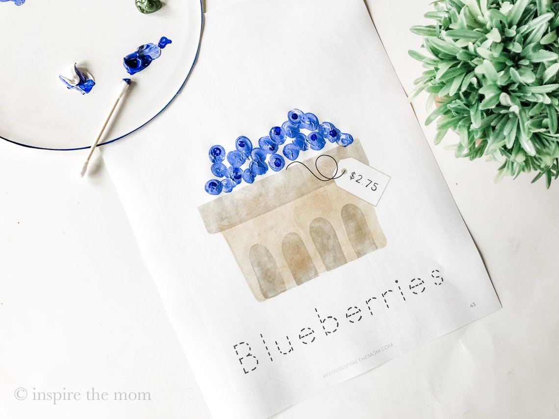 Blueberry Craft Template, Fingerprint Craft, Preschool Craft ...
