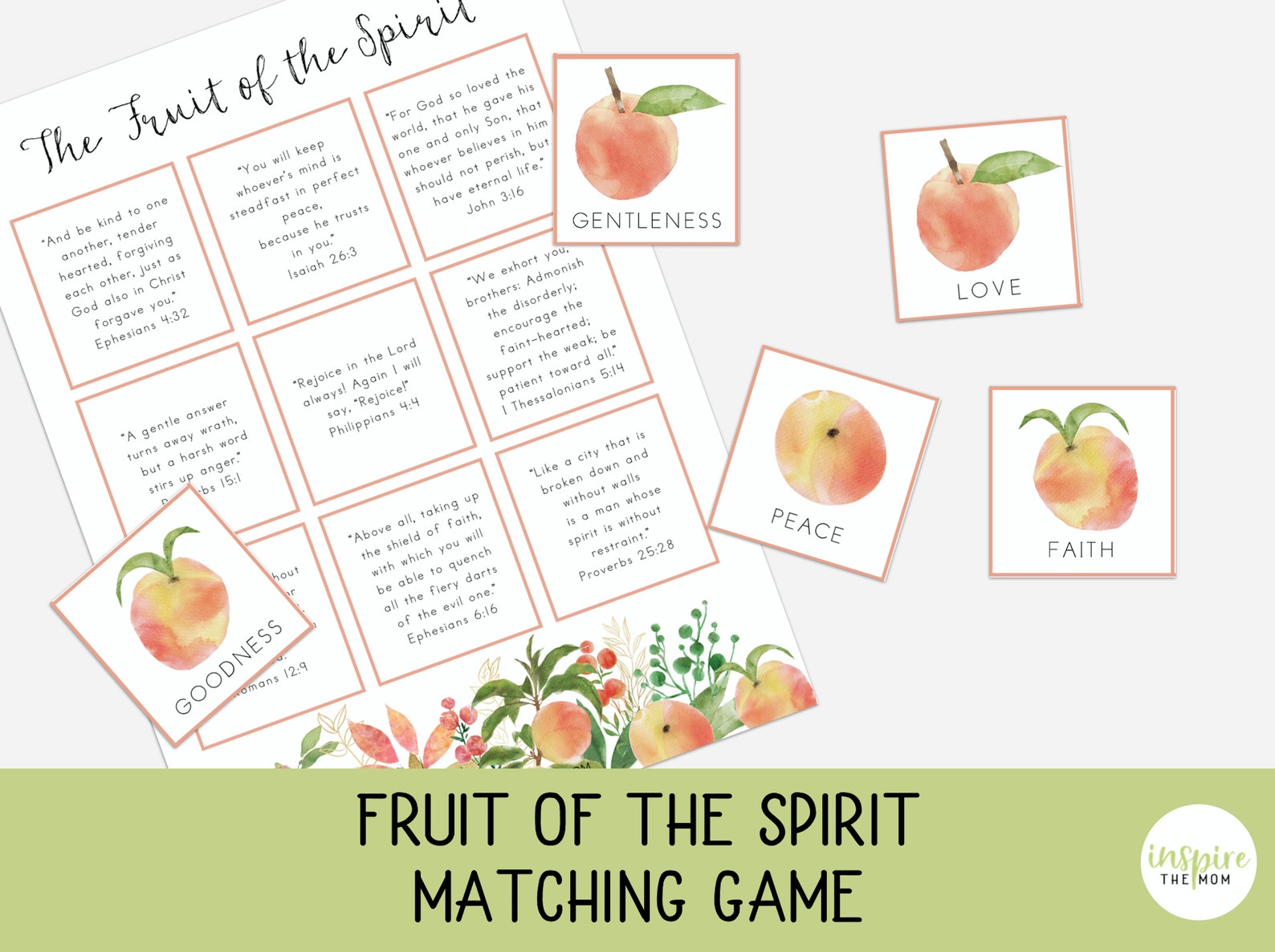 Fruit of the Spirit Printable Matching Game, Galatians 5 Activity ...