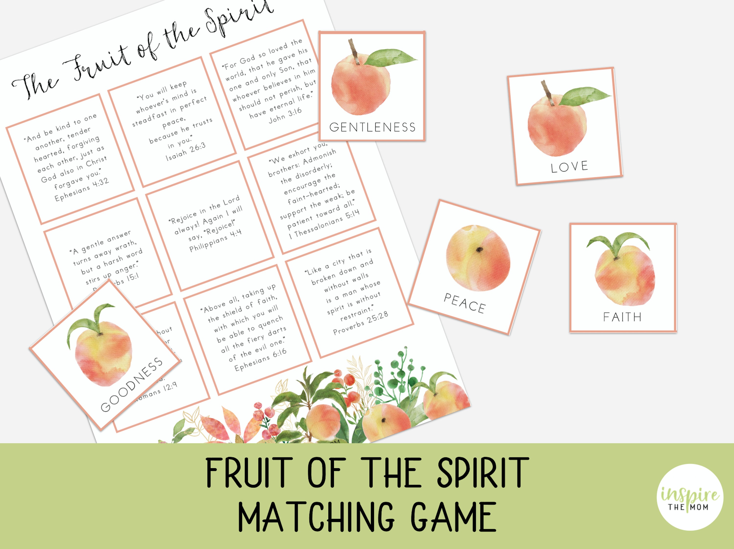 Fruit of the Spirit Printable Matching Game, Galatians 5 Activity ...