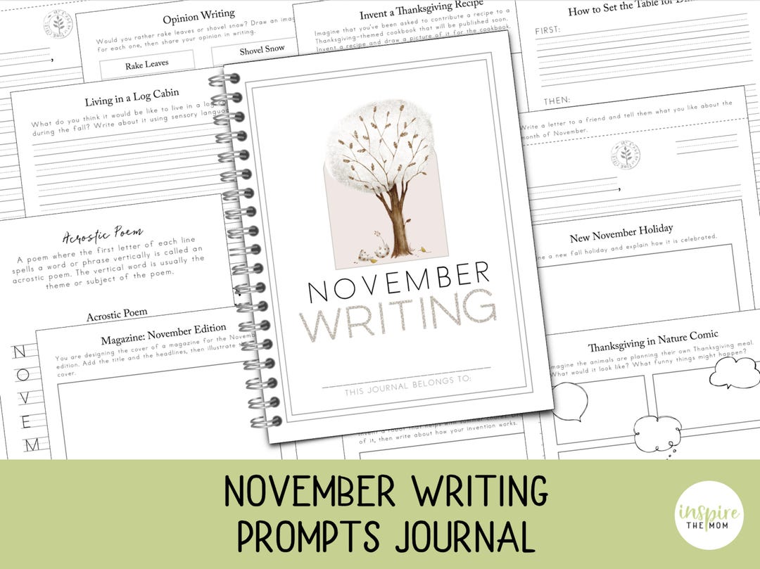 November Writing Prompt Journal for Grades 2-5 | Printable Fall ...