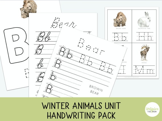 Winter Animals Handwriting Pack Homeschool Printable Print | Etsy