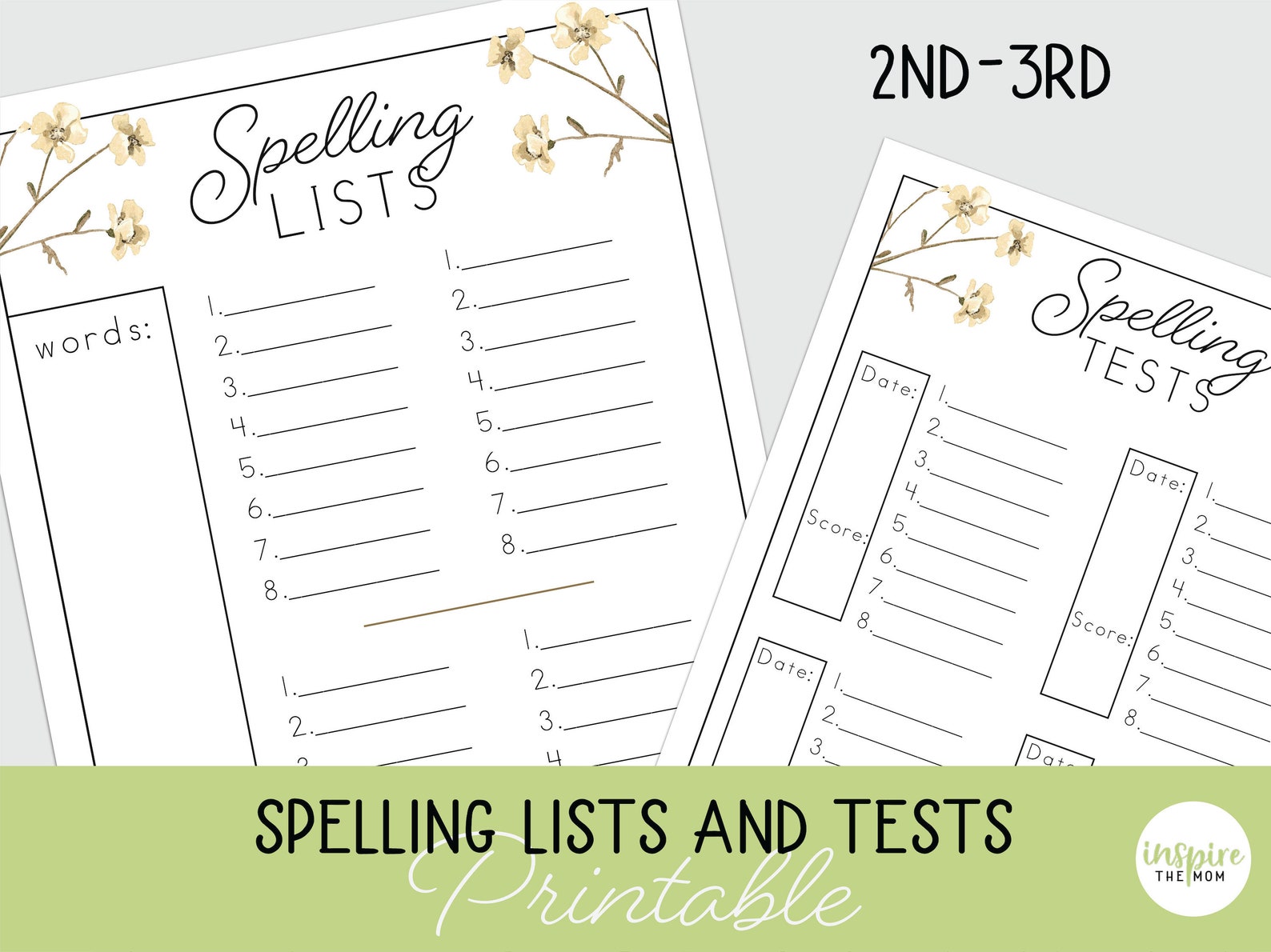 Spelling Lists and Tests Spelling Tracking Sheets Homeschool - Etsy