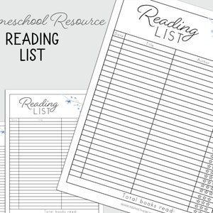 Reading List, Reading Record Tracking Sheet, Homeschool Printable ...