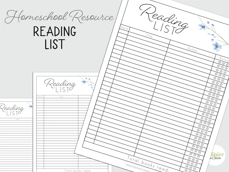 Reading List, Reading Record Tracking Sheet, Homeschool Printable ...