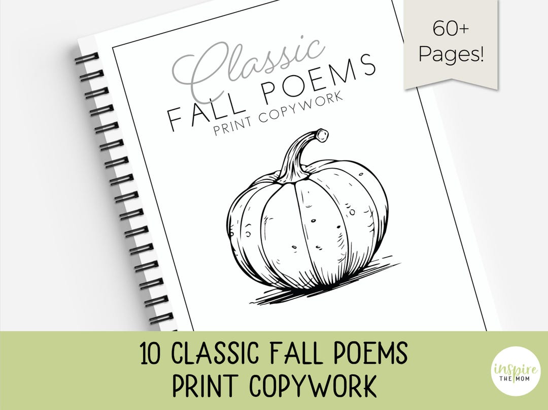 Fall Poems Print Copywork, PRINT Handwriting Practice, Charlotte Mason ...