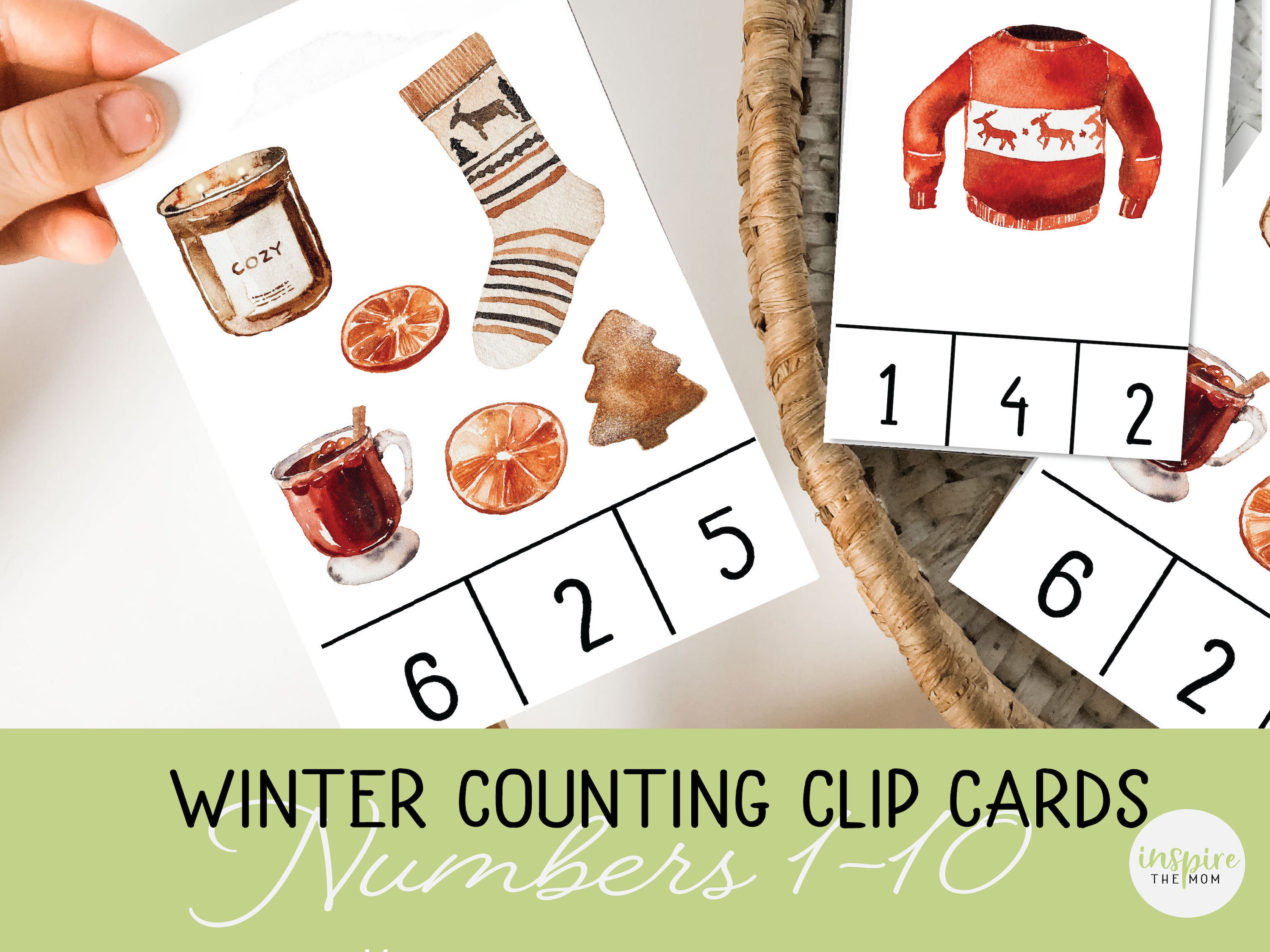 Preschool Winter Counting Clip Cards, Numbers 1-10, Winter Preschool ...