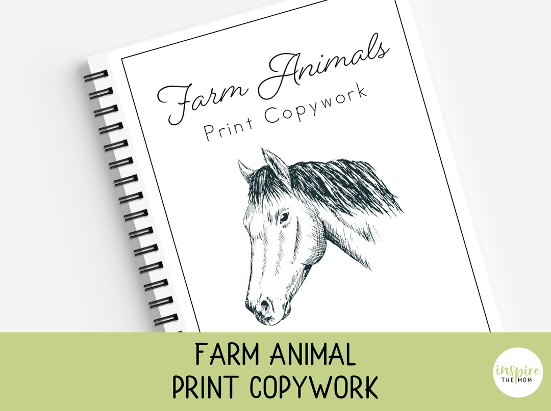 Farm Animals Print Copywork, Farm Animal Facts, Print Handwriting ...
