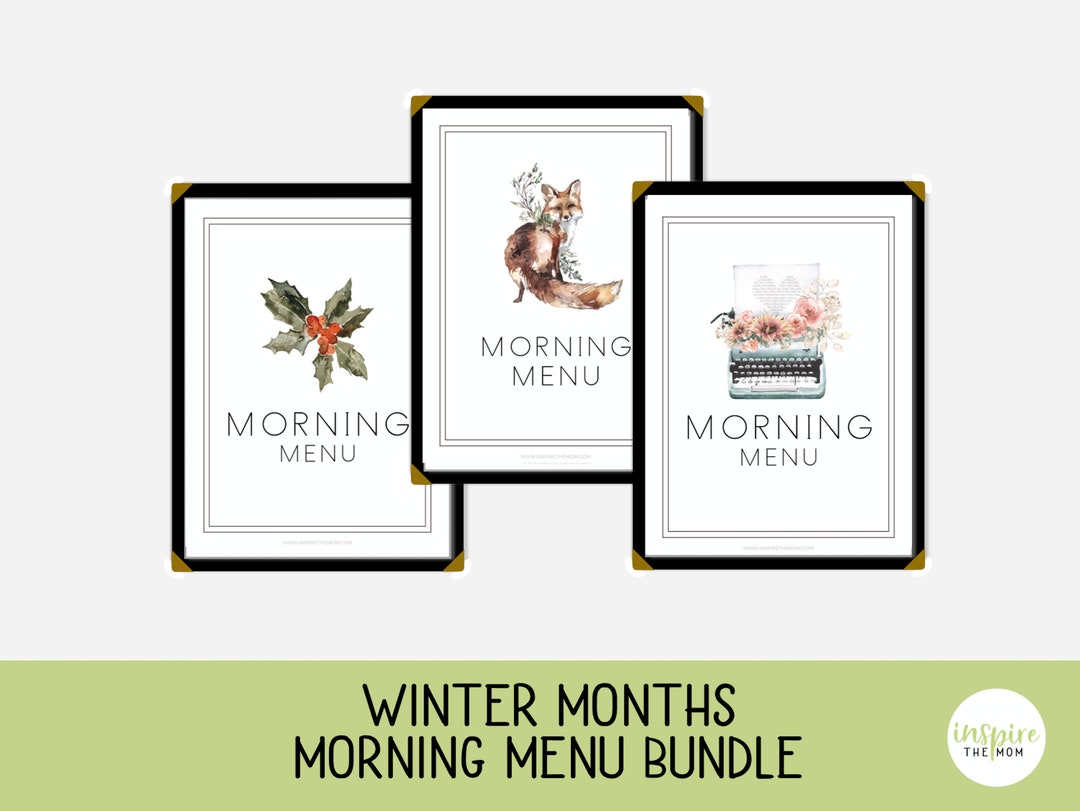 Winter Morning Menu Bundle, December, January, February, Homeschool ...
