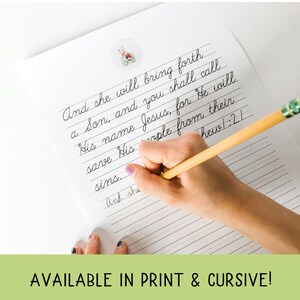 Christmas Advent Scripture Copywork, Print and Cursive Christmas ...