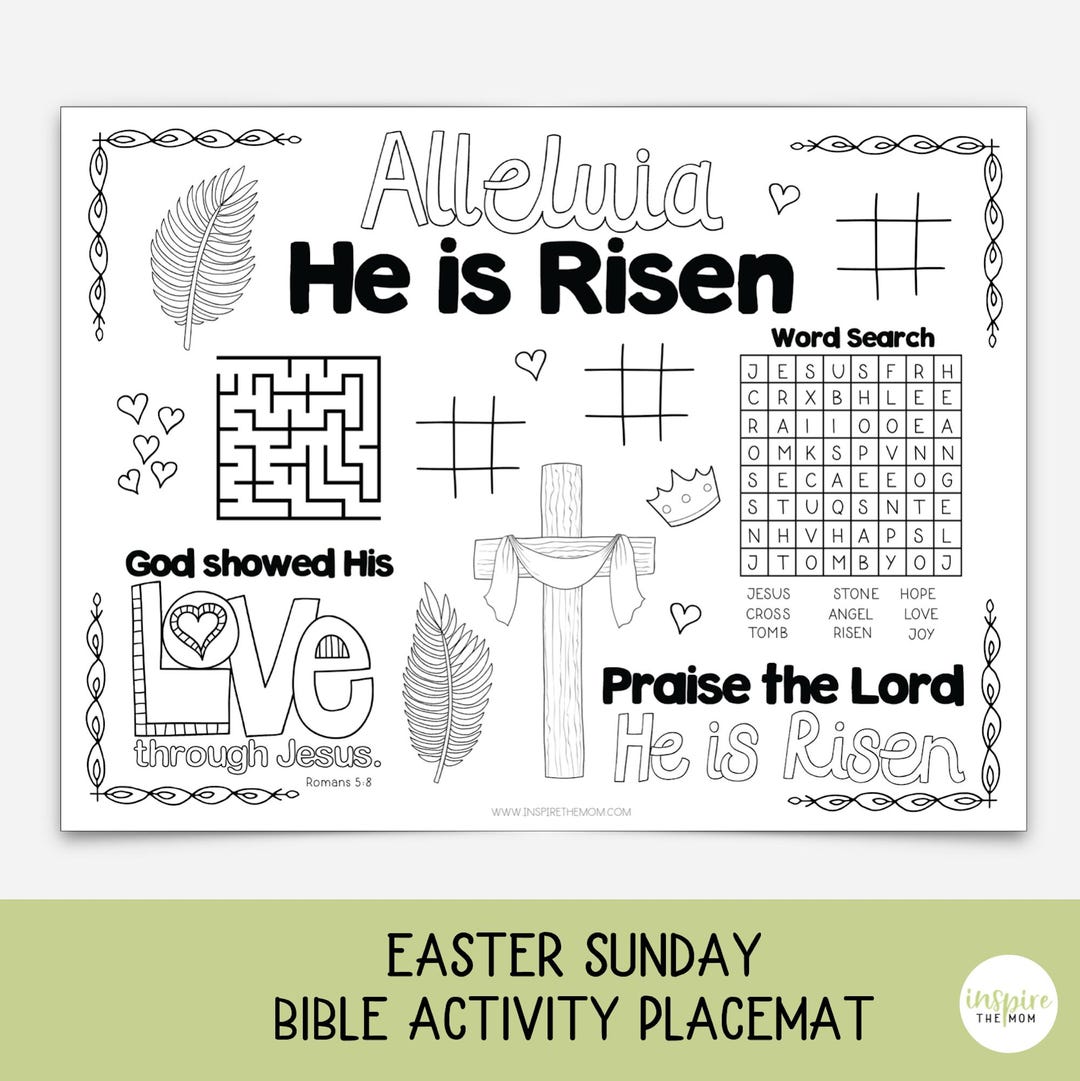 Easter Sunday Bible Activity Placemat for Kids | Sunday School Craft ...